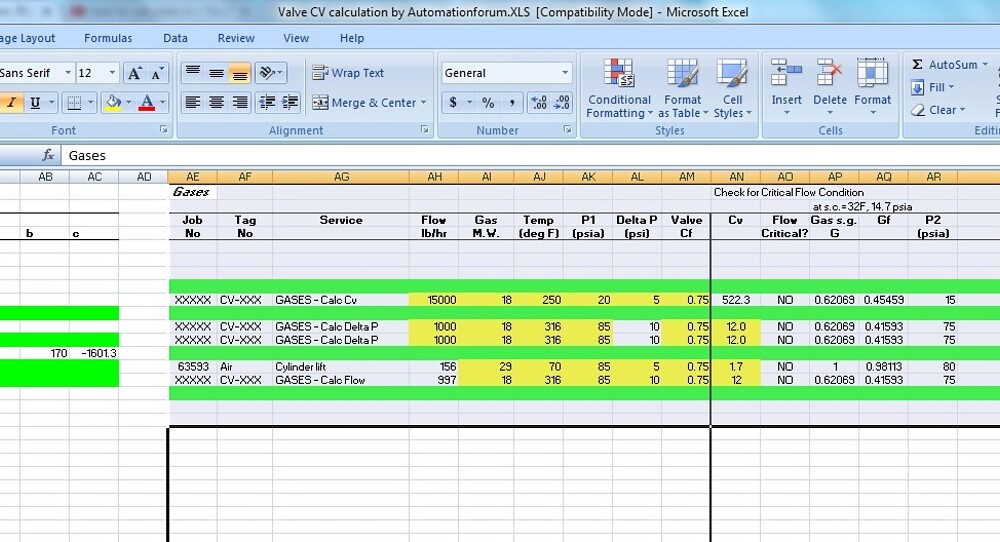 Free Tool For Control Valve CV Calculation Microsoft Excel Tool Free Tool For Control Valve CV Calculation Microsoft Excel Tool