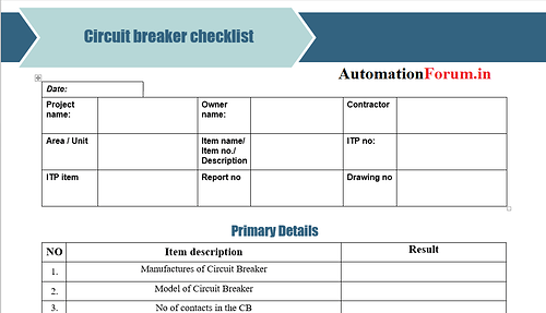 Circuit breaker maintenance checklist - Electrical - Industrial ...